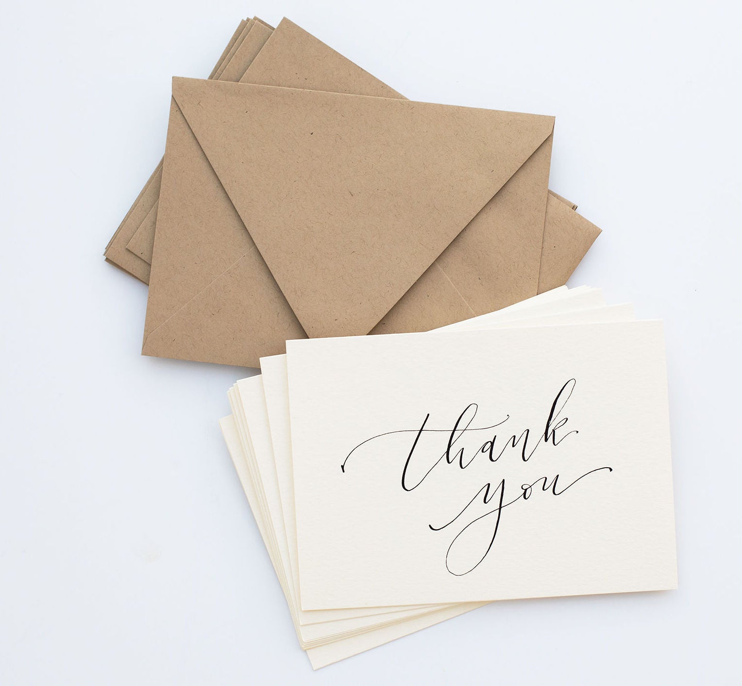 Hand Lettered Thank you Cards | Black + Kraft – White Ink Calligraphy