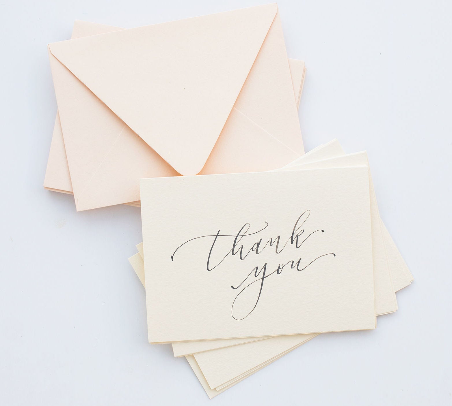 Hand Lettered Thank You Cards | Blush + Gray – White Ink Calligraphy